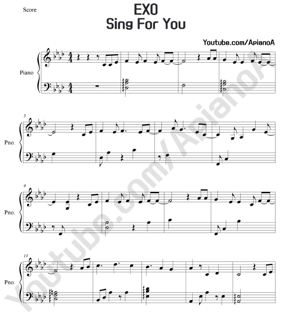 ApianoA Kpop Piano Cover: EXO - Sing For You piano sheets