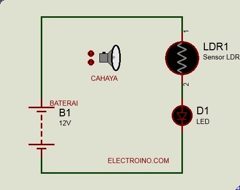 Gambar 02 . Rangkaian Sederhana Sensor LDR