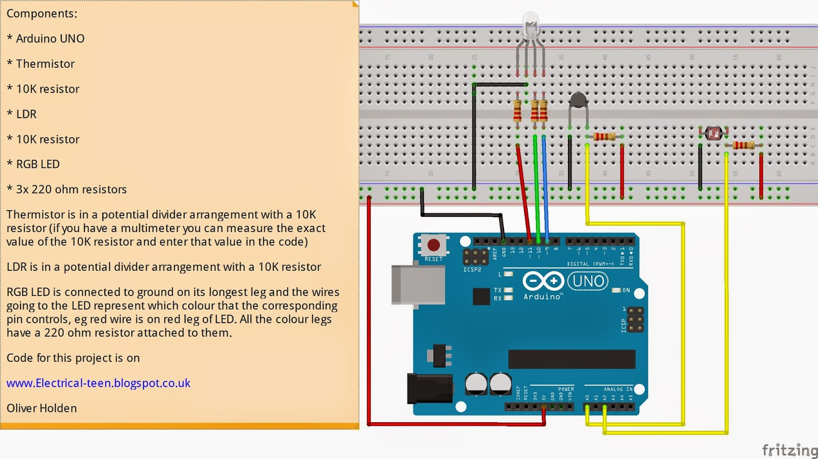 Ollie's Engineering Blog: Arduino with a thermistor, LDR and RGB LED ...