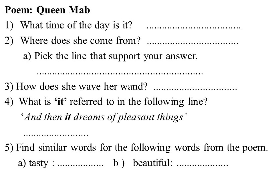 English Model Activities O/ L : Best Poems for Comprehension