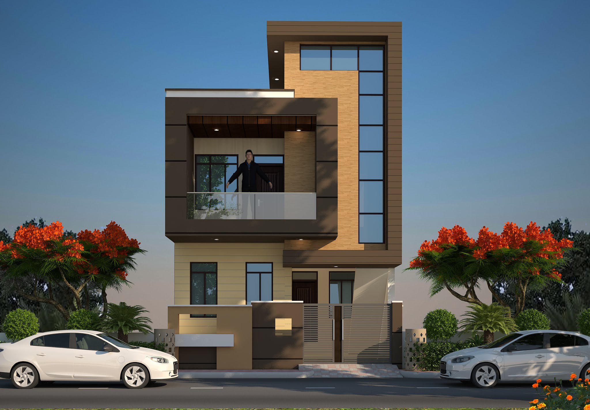 3d elevation 20x45 villa design........ | 3D Elevation