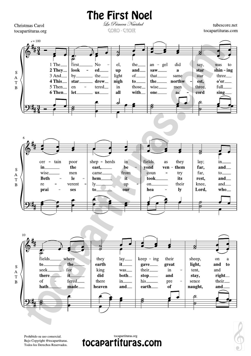 diegosax: The First Noel Partitura de CORO SATB a 4 voces Letra en ...