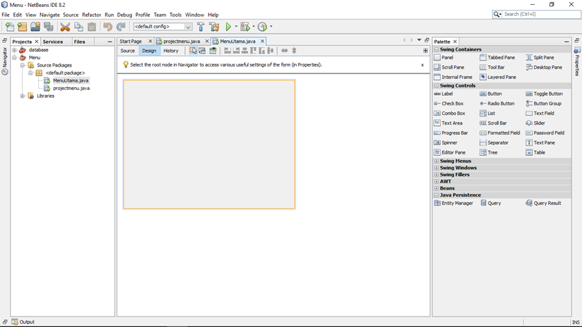 INFORMATIKA: Tutorial membuat menu pada netbeans