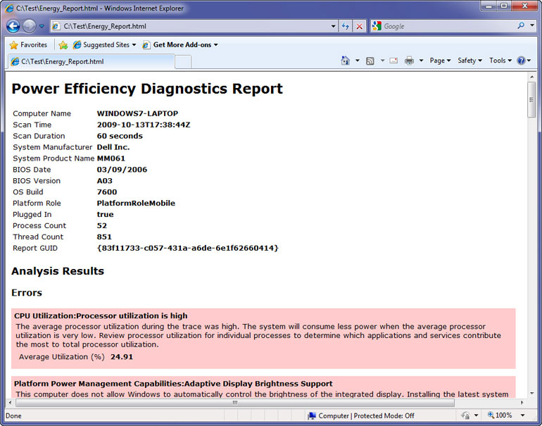 Windows 7 | Get a power efficiency report | Windows Techno