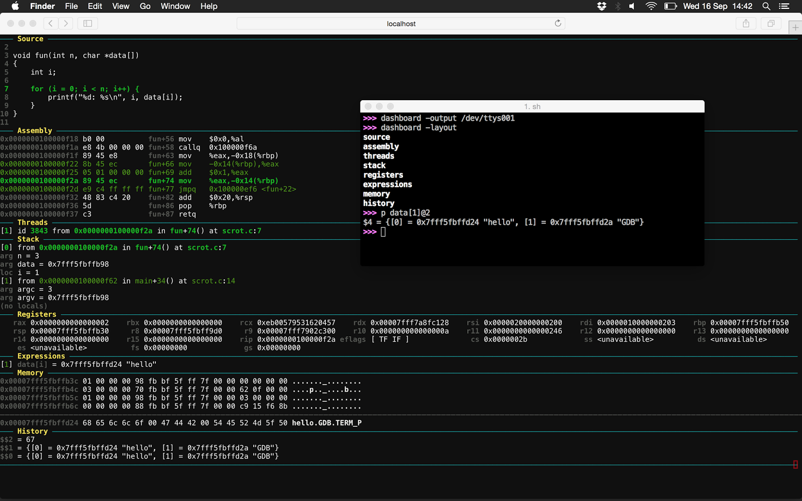 Gdb Dashboard Modular Visual Interface For Gdb In Python Kitploit