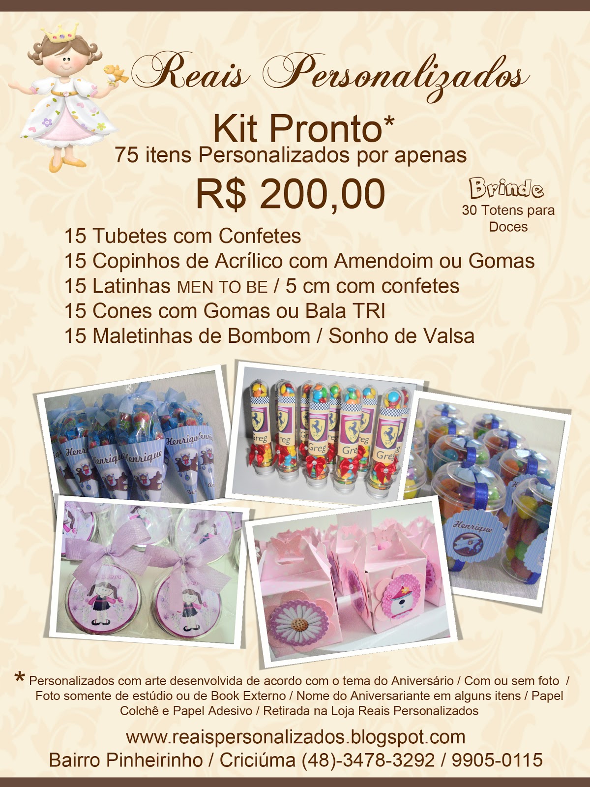 Reais Personalizados: Kit Festa (Kit Pronto)