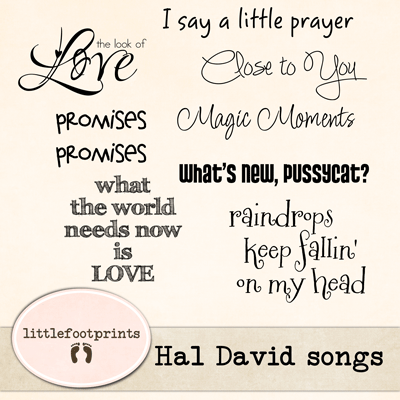 annie's littlefootprints: Hal David songs