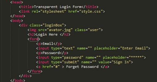 Design Transparent Login Form in HTML & CSS - Html Login Page Design ...