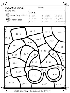 An Apple For The Teacher: Summer Color By Number