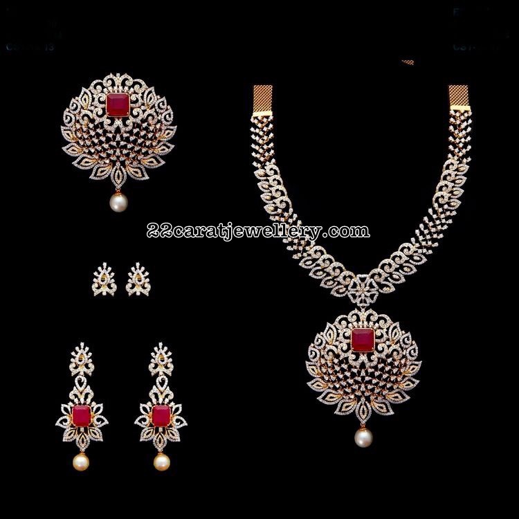 Chic Diamond Set with Detachable Pendant - Jewellery Designs