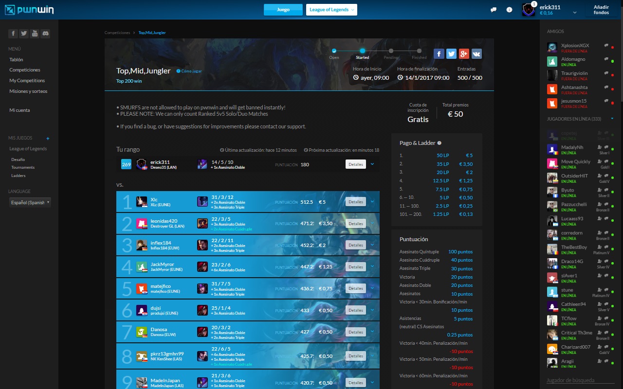Paginas para ganar dinero jugando League Of Legends: PWNWIN