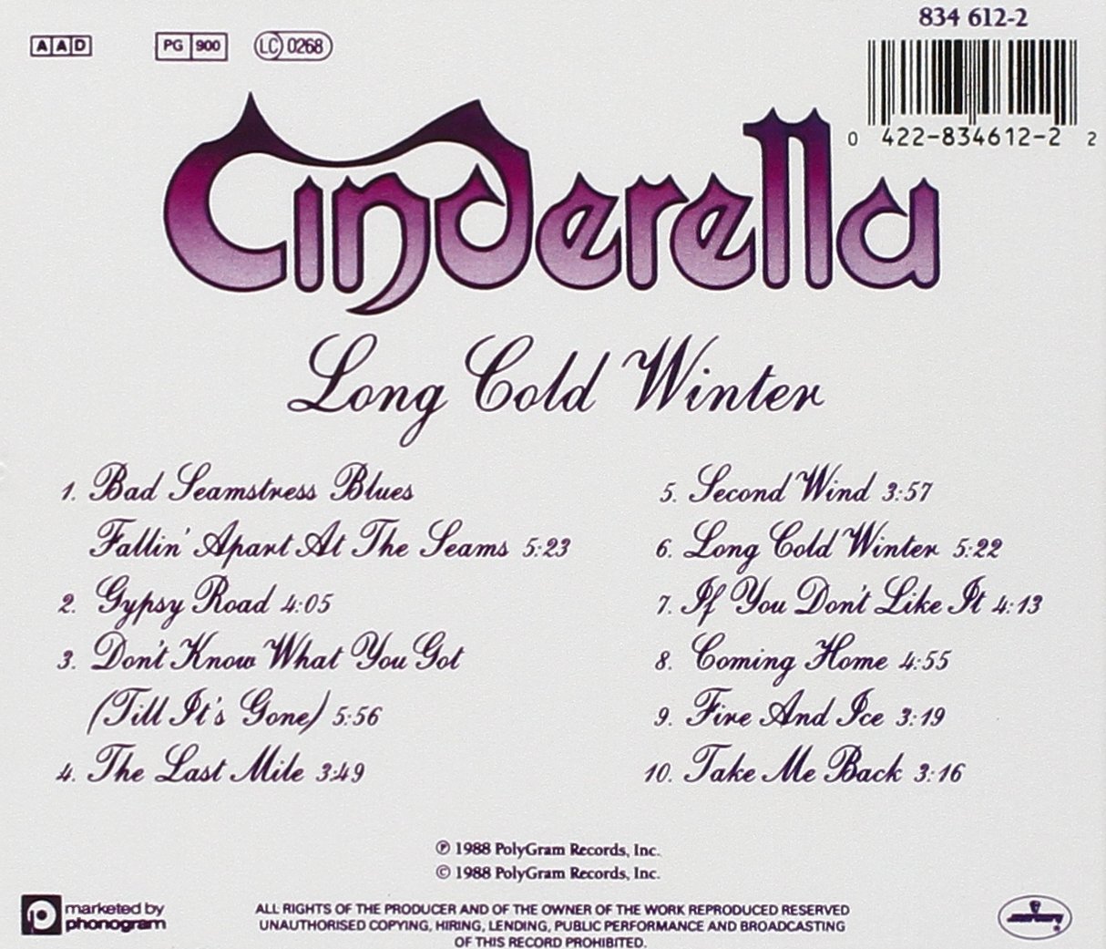 Classic Rock Covers Database: Cinderella - Long Cold Winter (1988)