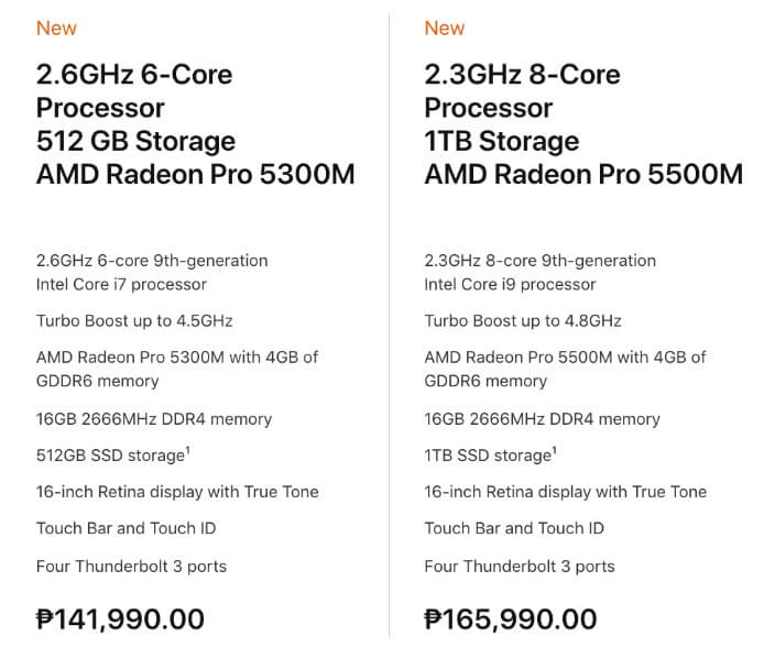Apple 16-inch MacBook Pro Priced in the Philippines