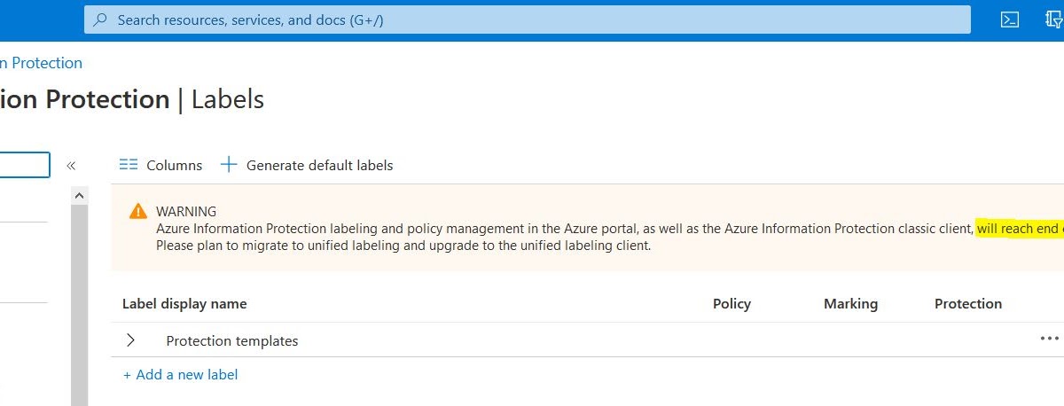 Azure Information Protection (AIP) classic client and Label Management ...