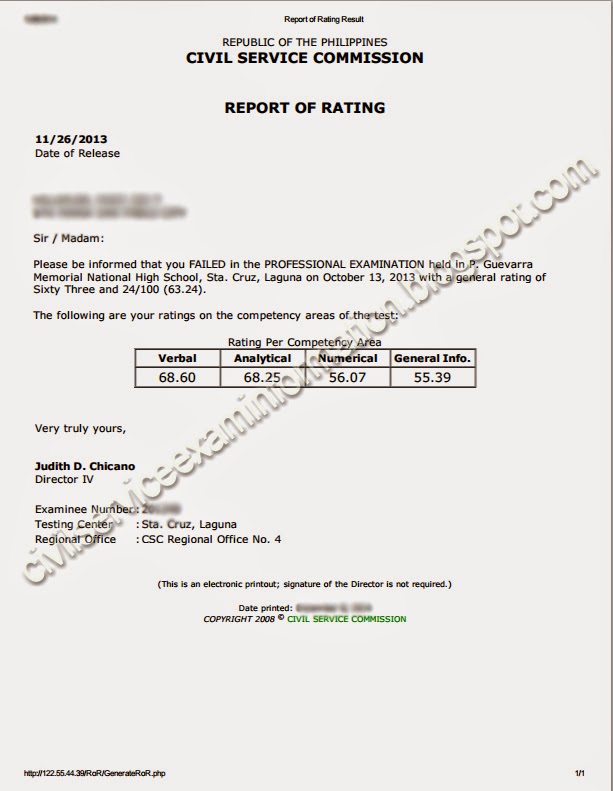 Civil Service Exam PH: Civil Service Online Report of Rating (RoR) for ...