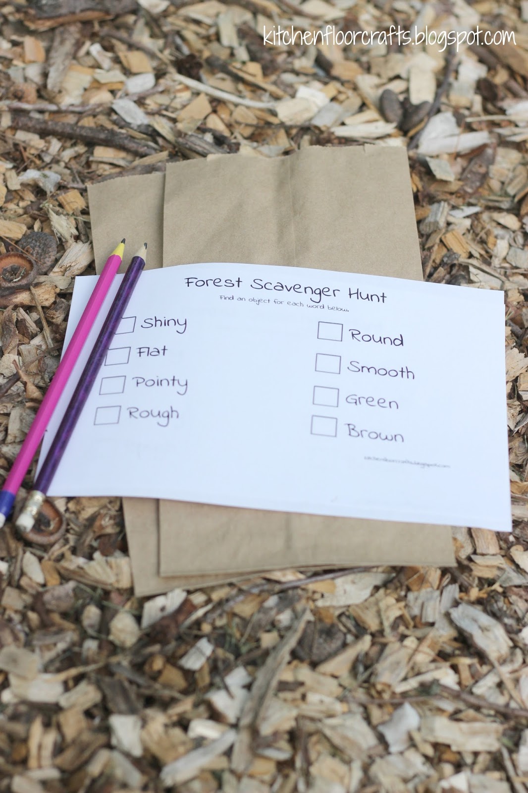 Kitchen Floor Crafts: Forest Scavenger Hunt (with free printable)