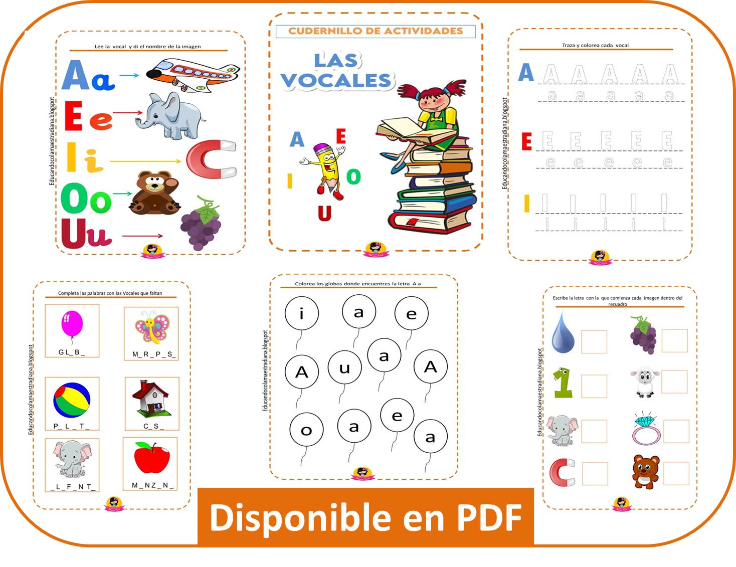 Educando con la Maestra: Cuadernillo de actividades de las Vocales ...