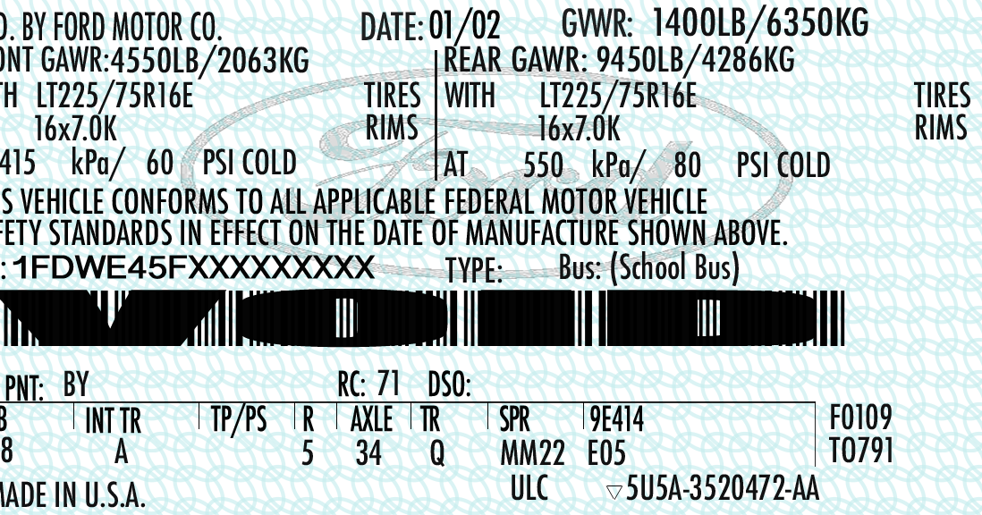 Replacement VIN (vehicle identification number) Stickers: LOOKING FOR A ...