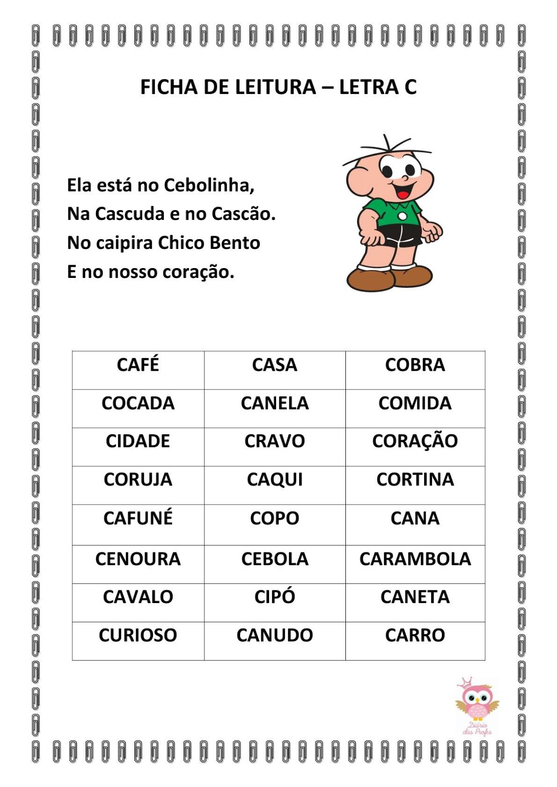 Fichas De Leitura Com Frases Simples - FDPLEARN