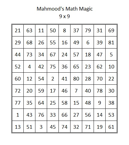 Math Magic Mystery: 9x9 Math Magic Square (Paired)