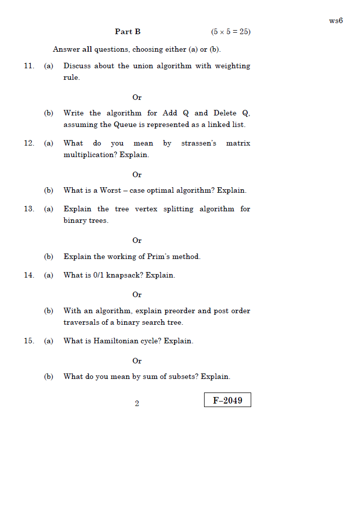 Alagappa University M Sc Cs Design And Analysis Of Algorithms April 2019 Question Paper