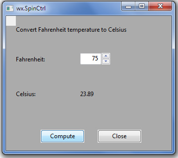 wxpython widgets wx.SpinCtrl | Tutorial101