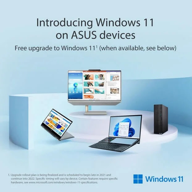 ASUS Announces Windows 11 Free Upgrade for Compatible Devices