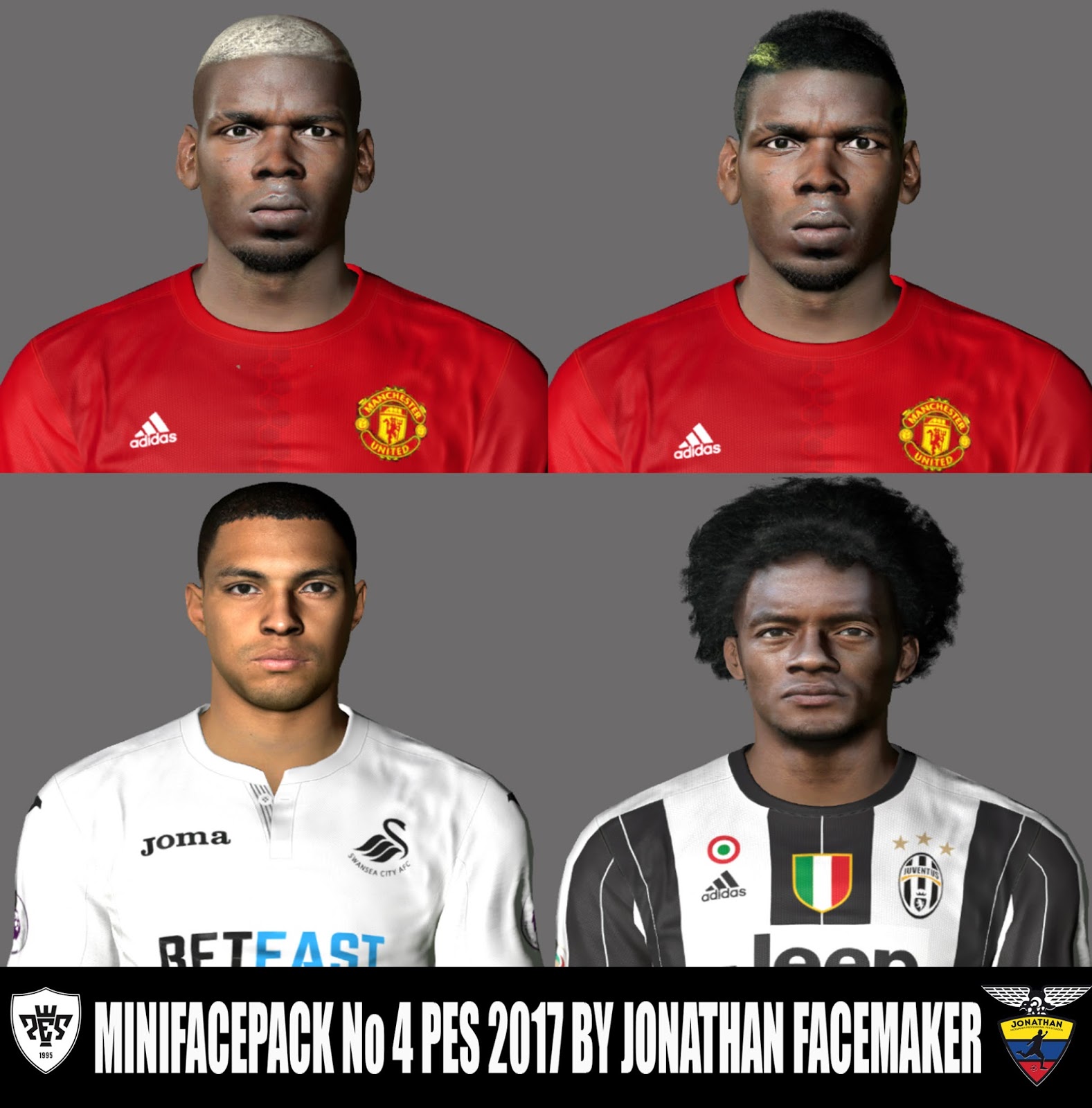 PES 2017: Faces de Paul Pogba, Jefferson Montero e Cuadrado ~ BRPES 11 ...