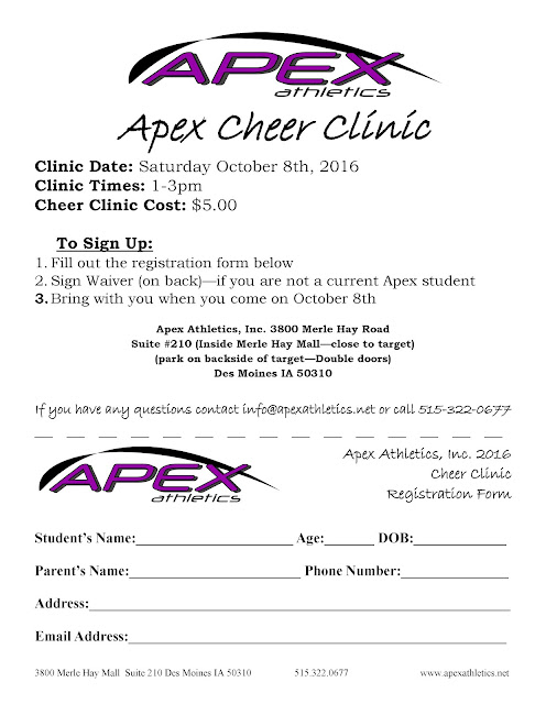 Middle School: Apex Cheerleading Open House & Cheer Clinic