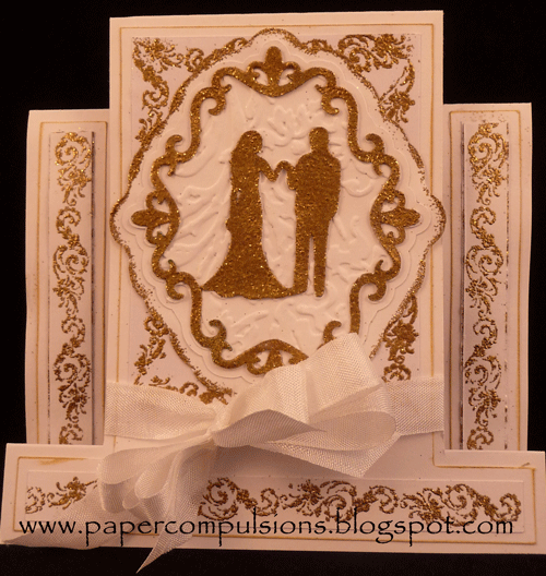 Paper Compulsions: White and Gold Wedding Card