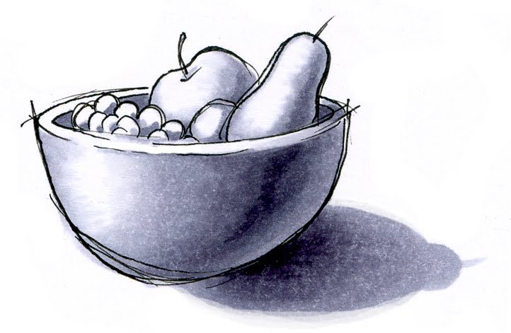 Fruit Bowl Drawing With Shading