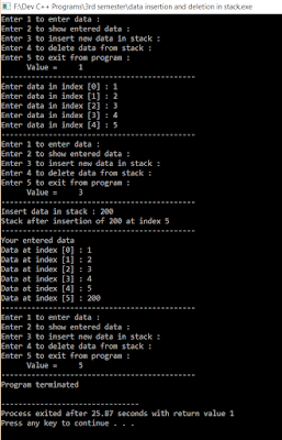 C++ program of data insertion and deletion in stack ~ Program Nerd