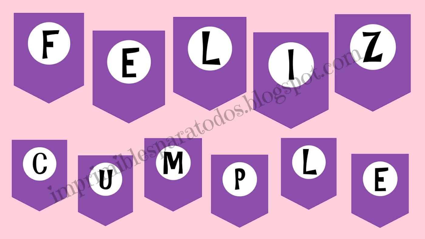 Banderines rosas con Letras - Alfabeto