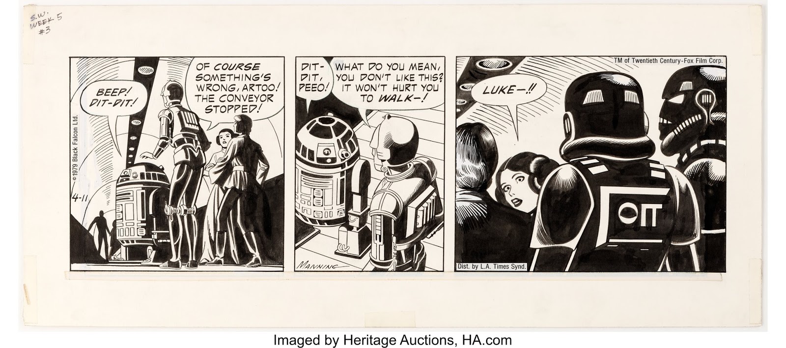 Comic art: Russ Manning "Star Wars" comic strip