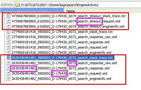 ATG Search and Search engine activity log