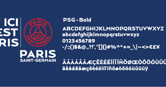 Football teams shirt and kits fan: Paris St Germain Typeface