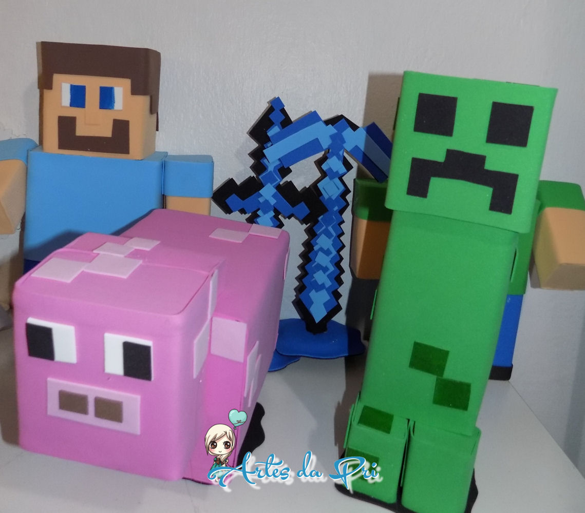 Artes da Pri: Personagens Minecraft em eva