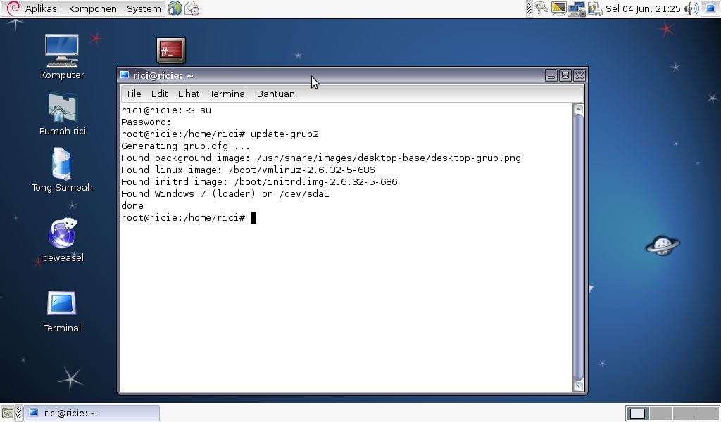 Cara Menampilkan Boot Loader Grub Linux Debian & Windows 7