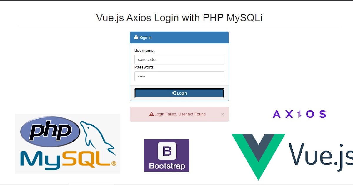 Vuejs Axios Login With Php Mysqli Tutorial101