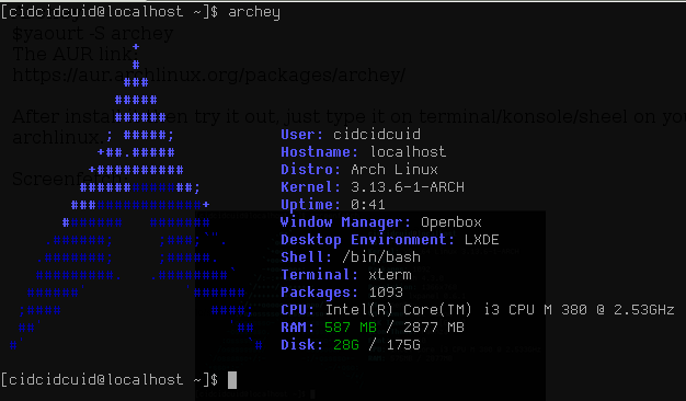 How to show archlinux system information in cli using archey & screenfetch