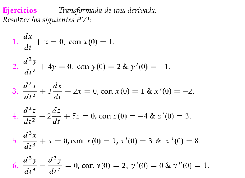 TRANSFORMADAS DE LAPLACE DE UNA DERIVADA EJERCICIOS RESUELTOS