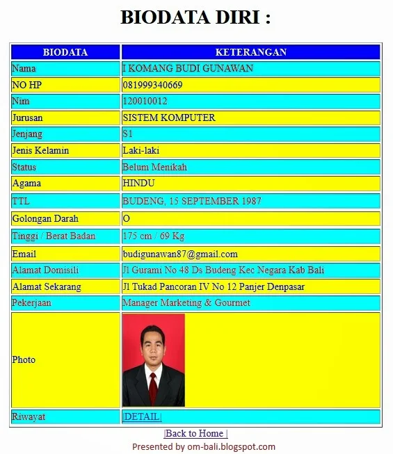 Contoh Membuat Biodata Html Biodata Diri Dengan Tabel Biografi Notepad ...