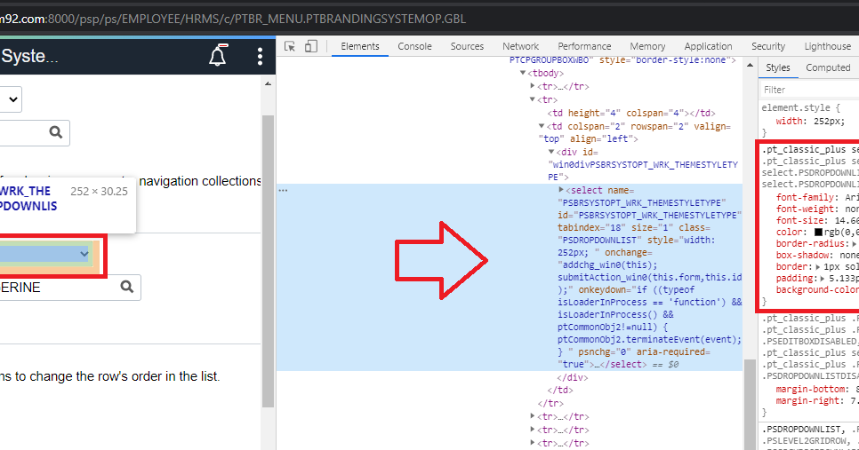 Sasank's PeopleSoft Log: Classic Drop-Down List Styling