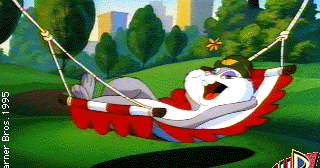 Slappy resting in a hammock