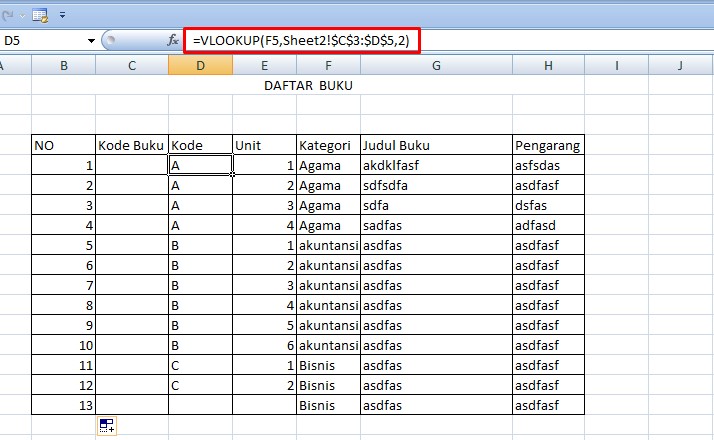 WELCOME SITES: Cara membuat daftar kode buku di excel