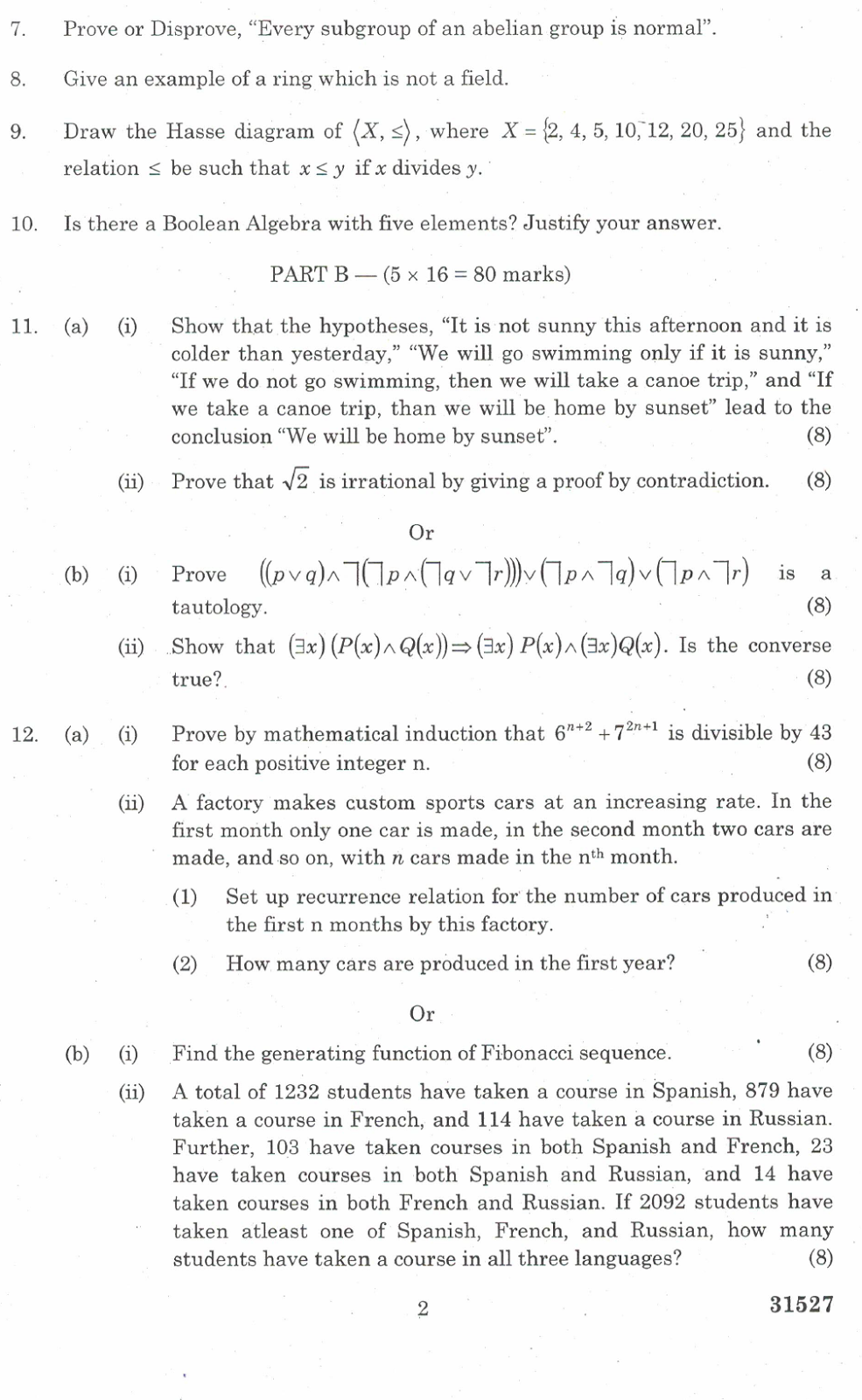 MA2265 DISCRETE MATHEMATICS BE CSE Nov Dec 2013 Question Paper ...