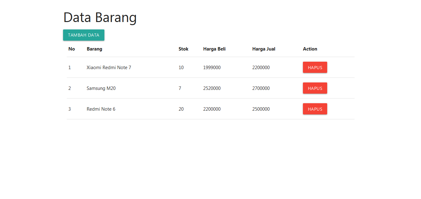 Source Code PHP MySQL CRD Barang (Create, Read, Delete)