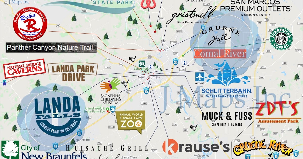 New Braunfels Texas Air BNB Tourist Map