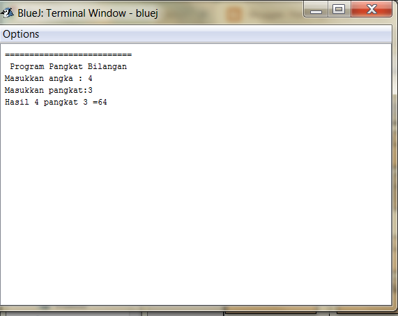 Latihan 2 Program Input Pangkat dengan BlueJ