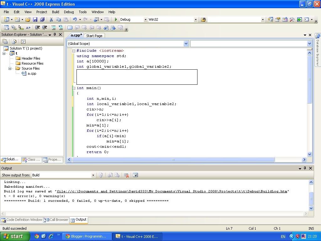 Blog of xoptutorials.com: C++(beginner) local and global variables.